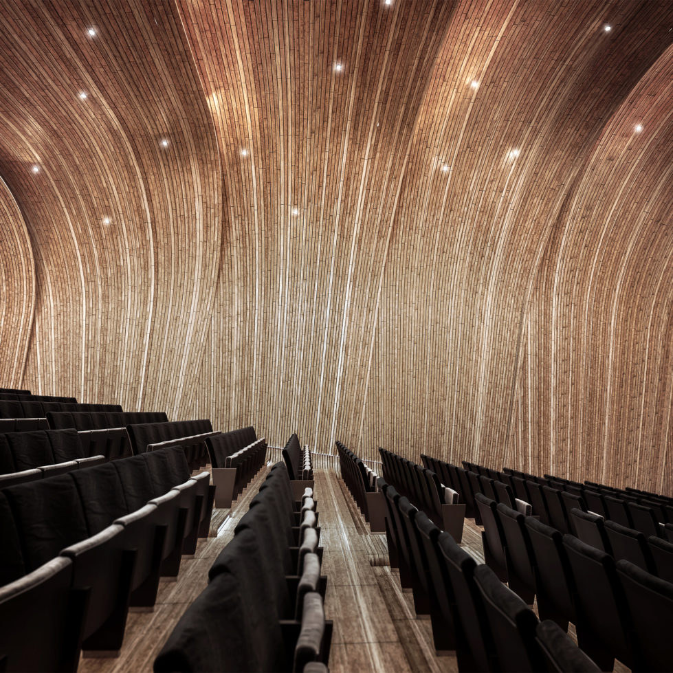 folded auditorium: the sections and the unfolded elevation | AQSO