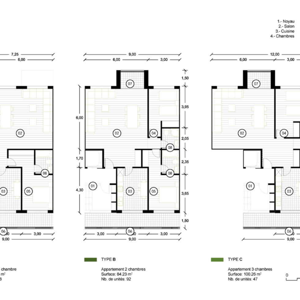 connecting riads: the floor plan layout of the large flats | AQSO